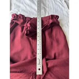 H&M | Pants & Jumpsuits | Hm Paperbag Waist Tie Ankle Pants 4 Burgundy ...